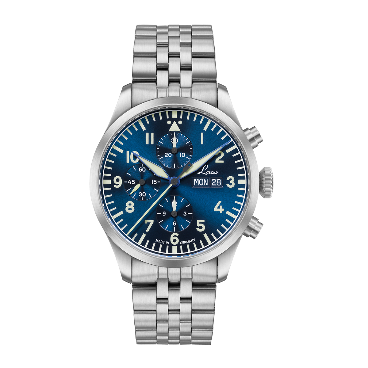 Fliegeruhren Sondermodelle von Laco Uhren | Modell FRANKFURT GMT GRAU